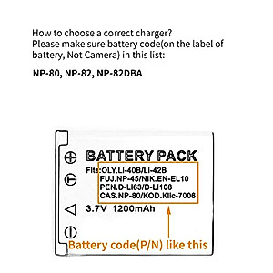 NP-80 USB Charger for Casio Exilim EX-G1, Exilim EX-N1, Exilim EX-N2, Exilim EX-S5, Exilim EX-S8, Exilim EX-S9, Exilim EX-Z35, Exilim EX-Z550, Exilim EX-Z800 Camera and More