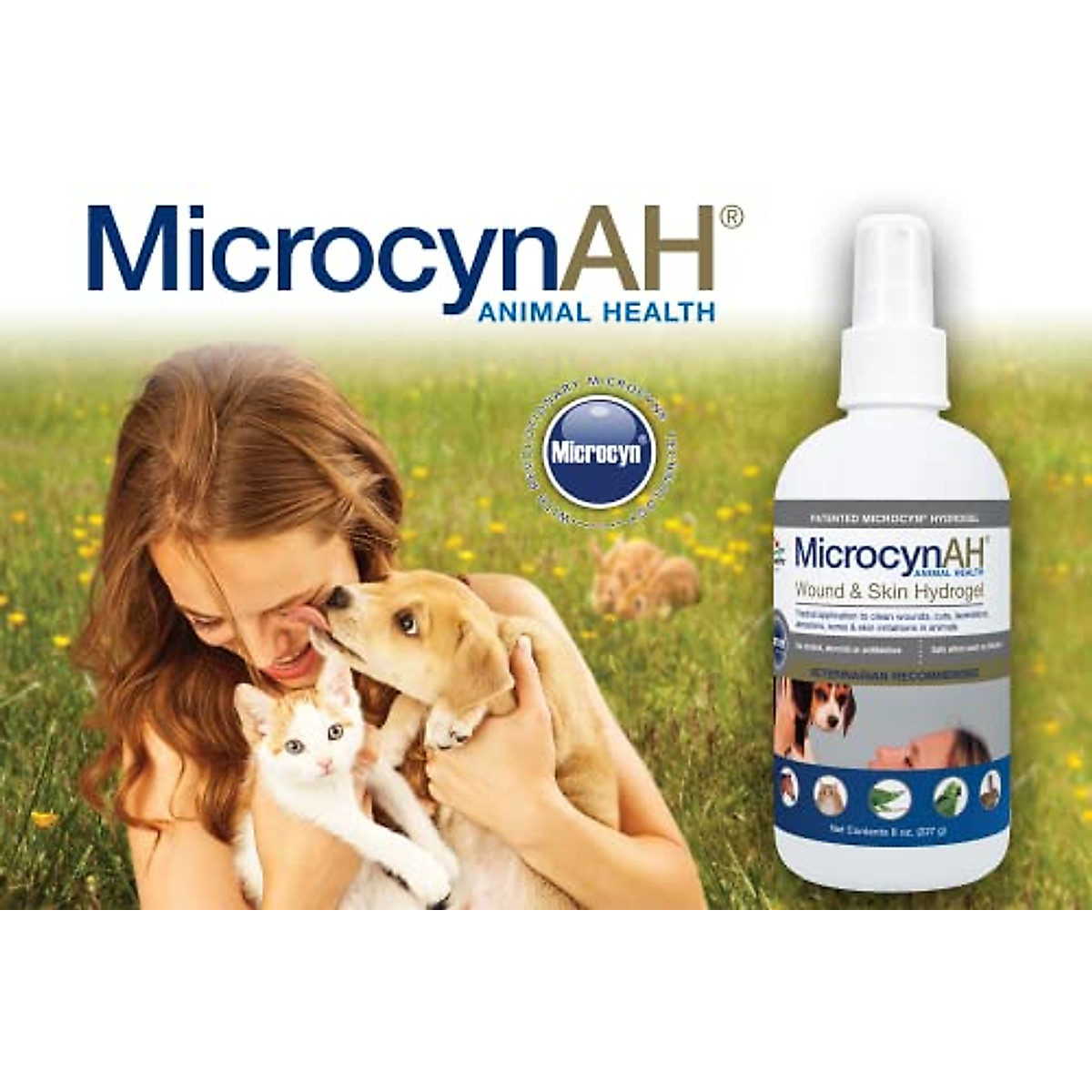 Manna Pro MicrocynAH Wound and Skin Care Hydrogel for Dogs | Non-Toxic Spray Formulated to Clean Wounds | Veterinarian Recommeneded Non-Toxic Formula | 8oz