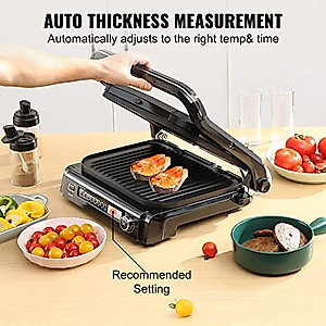 VEVOR 7 IN 1 Electric Contact Grill,1800W Indoor Panini Press Griddle,Stainless Steel Teppanyaki Grill with Nonstick&Removable Iron Plate, 0-446℉ Adjustable Temp Control,LCD Display,110V