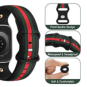 Designer Band with Charms Decor Compatible with Apple Watch Band 38mm 40mm 41mm 42mm 44mm 45mm 49mm Women Men, Stylish Silicone Sport Wristbands for iWatch Series 8 7 6 5 4 3 2 1 SE Ultra