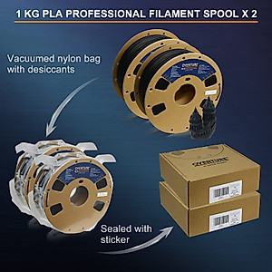 OVERTURE PLA Plus (PLA+) Filament 1.75mm PLA Professional Toughness Enhanced PLA Roll, Cardboard Spool, Premium PLA 1kg(2.2lbs), Dimensional Accuracy 99% Probability +/- 0.03mm (Black,2-Pack)