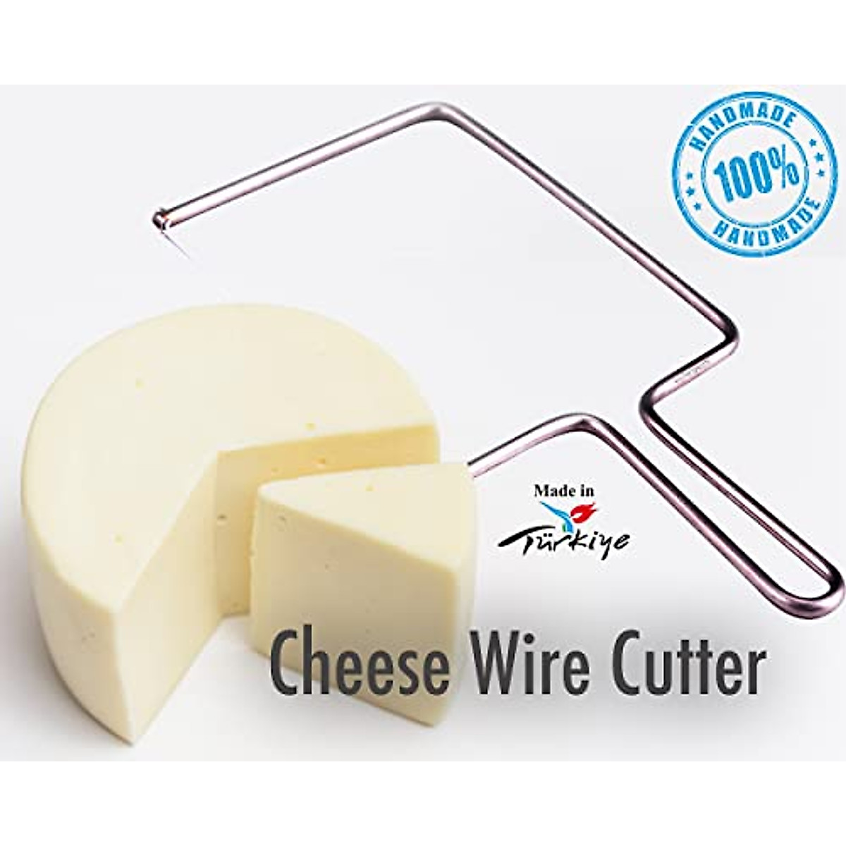 Kuchengerate Cheese Slicer Wire Cutter - Cheese Knives Slicers with Wire - Handheld Butter Cutter Tools for Soft Hard Block - Easy Fast Cutting Hard Or Semi Hard Block Cheeses - With Extra Wire