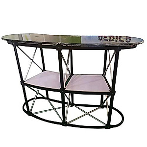 Trade Show Podium Table Portable Trade Show Counter Display Exhibition Counter Stand Podium Counter Black Top Display Table for Exhibition Promotion Retail