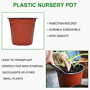 GROWNEER 60 Packs 6 Inches Plastic Plant Nursery Pots with 15 Pcs Plant Labels, Seed Starting Pot Flower Plant Container for Succulents, Seedlings, Cuttings, Transplanting