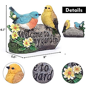 Bird Garden Decor, Welcome Sign Sculptures Statues for Yard Patio Lawn Funny Fairy Ornaments Outside Figurine Home Decorations