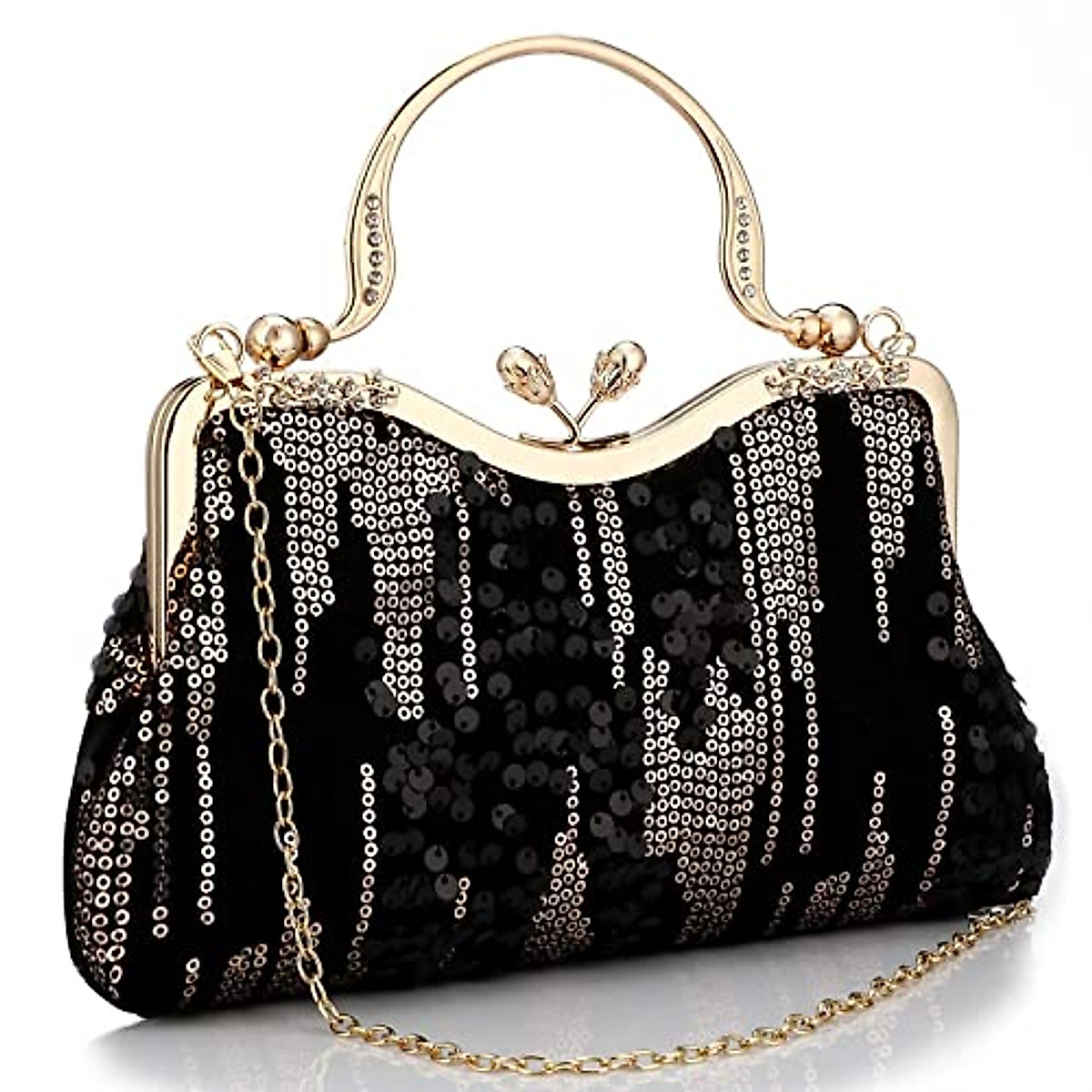 Simcat Evening Bag Wedding Party Clutch Purses for Women Large Handbag Vintage Sequin Beaded Design