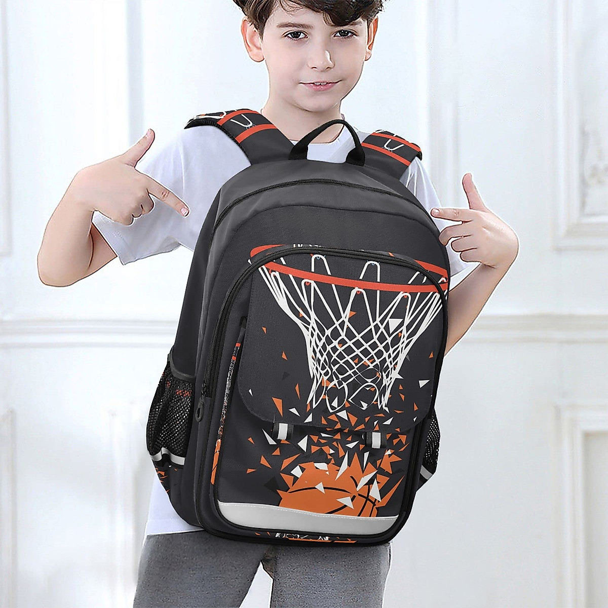 Glaphy Basketball Sports School Backpack Lightweight Laptop Backpack Student Travel Daypack with Reflective Stripes