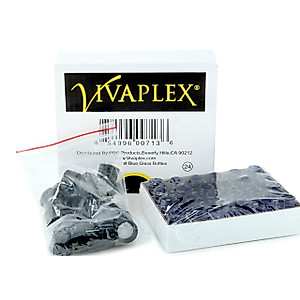 Vivaplex, 24, Cobalt Blue, 1 ml (1/4 Dram) Glass Bottles, with Orifice Reducers and Black Caps