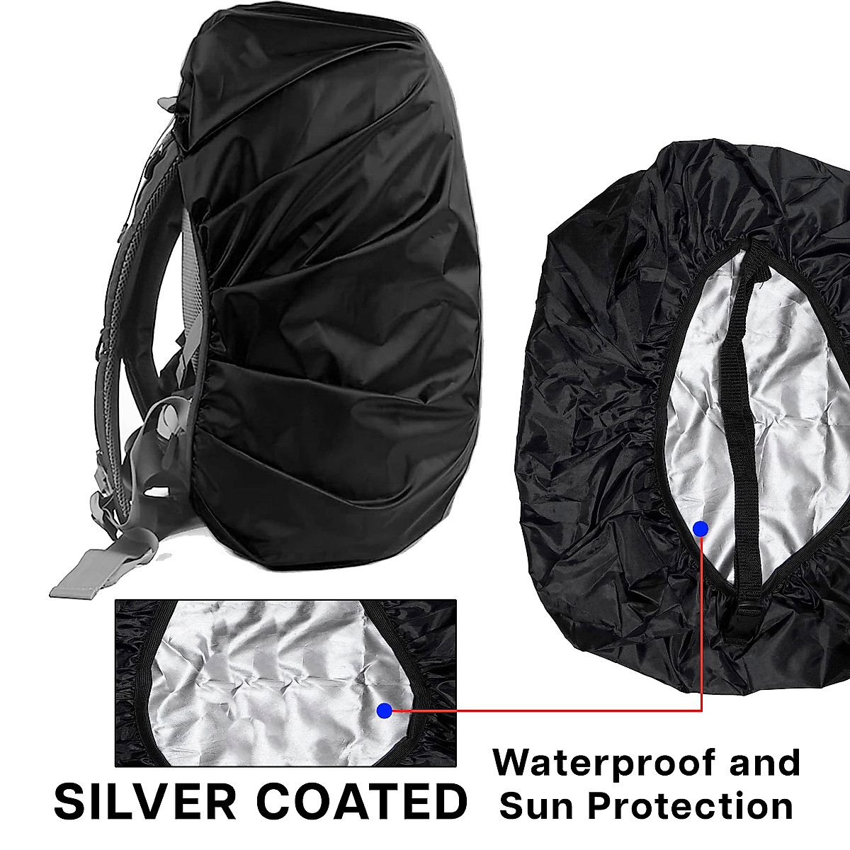 Storite Dust & Rain Cover for Backpack with Pouch, Waterproof Dustproof Bag Adjustable Cover for School, College,Office-2PK