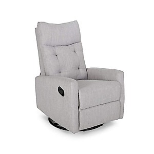 Great Deal Furniture Ishtar Contemporary Glider Swivel Push Back Nursery Recliner - Light Gray and Black Finish 35.75D x 25W x 39H in