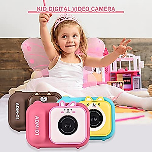 Andoer 1080P Kids Digital Camera Mini Video Camera for Kids 48MP 2.4 Inch IPS Screen Dual Lens Built-in Battery with 32GB Memory Card & Card Reader & Desktop Tripod Birthday Blue