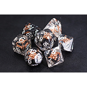 3DEGOS Black Rogue Pirate DND Dice Set for Dungeons and Dragons Gifts, D&D, D and D, Pathfinder, Accessories, D20, Polyhedral, Resin Dice, Metal, Dice Tray, Tower, Bag, Box