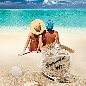Honeymoon Sand Keepsake Jar, Romantic Honeymoon Gifts for Newlywed Couple, Bride & Groom, Bridal Shower Gifts, Wedding Registry, Engagement, Unique Travel Gift Ideas, Honeymoon Essentials (Heart Shaped Jar-2023)
