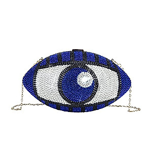 Evevictor Football Shaped Rhinestone Evening Clutch Purse Crystal Shoulder Bag Bling Party Handbag