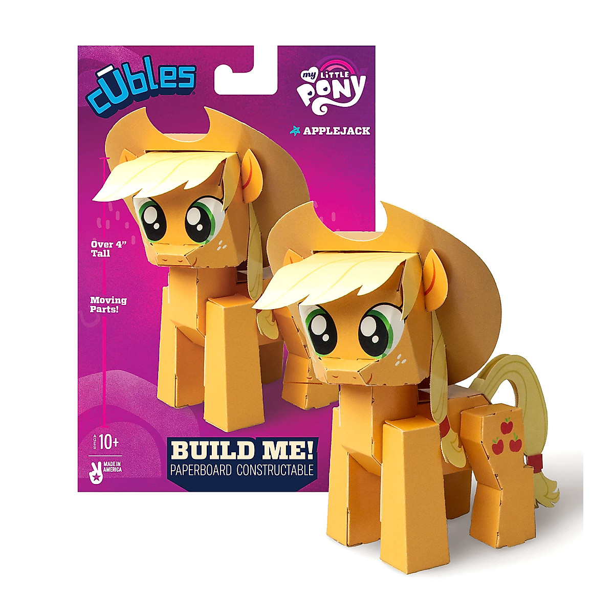 Cubles My Little Pony Series 1 3-Pack Twilight Sparkle, Applejack, Fluttershy - 3D Paperboard Constructable Set - Build-Your-Own, Ages 6 and Up – Over 5 Inches Tall - 100% Recyclable