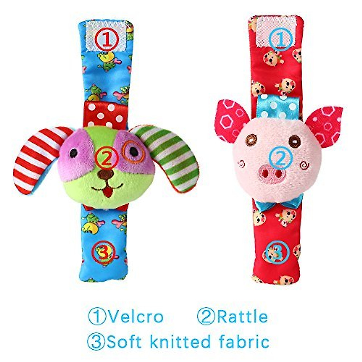 FunsLane Baby Rattle, Baby Wrist Rattles and Foot Finder Socks Toy Set, Educational Development Soft Animal Toy Shower Gift, Easter Egg Fillers