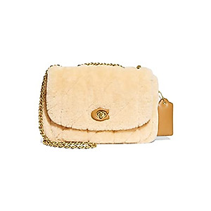 COACH Shearling Quilted Pillow Madison Shoulder Bag Natural One Size
