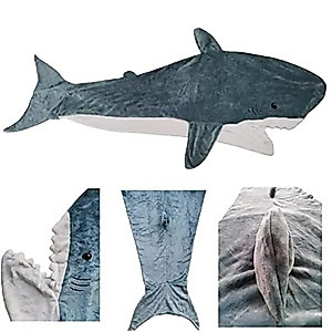 VAHIGCY Shark Blanket Adult - Wearable Shark Blanket Super Soft Cozy Flannel Hoodie - Shark Onesie Blanket Hoodie