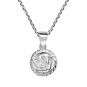 AeraVida Mini Little Cherub Cupid Angel .925 Sterling Silver Pendant Necklace | Guardian Angel for Protection Necklace | Angel Pendant for Women Anniversary Jewelry Gift