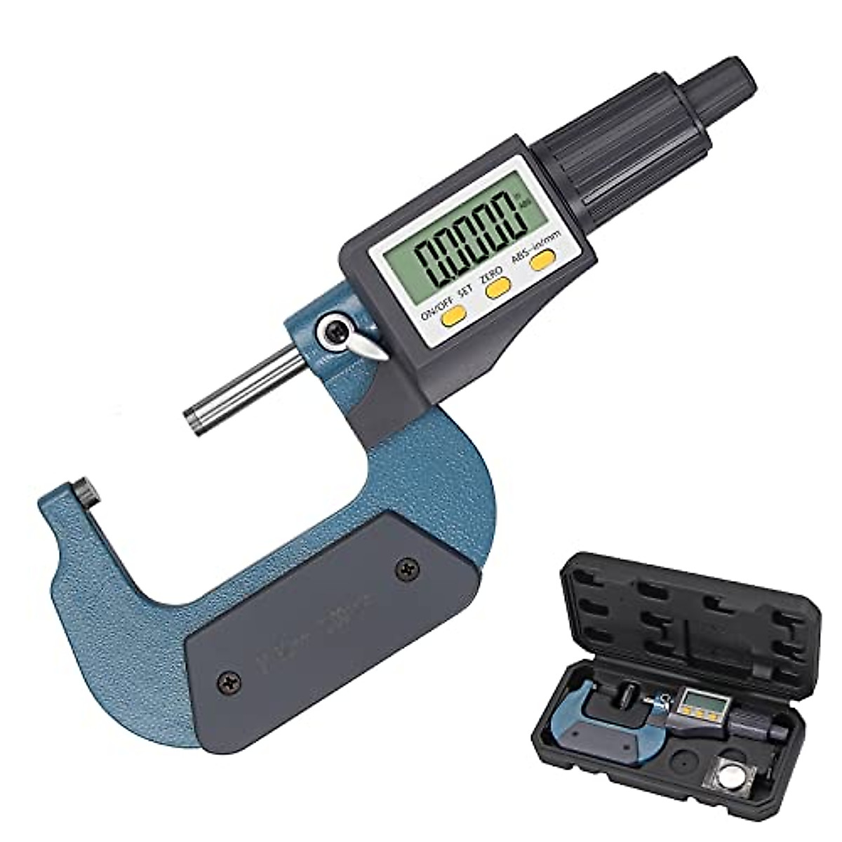 Neoteck Professional Digital Micrometer 1-2 inch/ 25.4-50.8 mm, 0.00005 inch/0.001 mm, Satin Chrome Finish, Carbide Surface