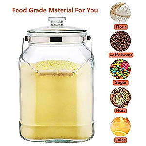 Daitouge 1.3 Gallon Wide Mouth Glass Jars with Lids, Heavy Duty Glass Canisters with Lids, Canning Jars with Removable & Rotatable Wooden Handle, 1 Pack