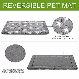 EMPSIGN Reversible Dog Crate Mat (Cool & Warm), Machine Washable Kennel Pad for Large, Medium, Small Dogs, Grey