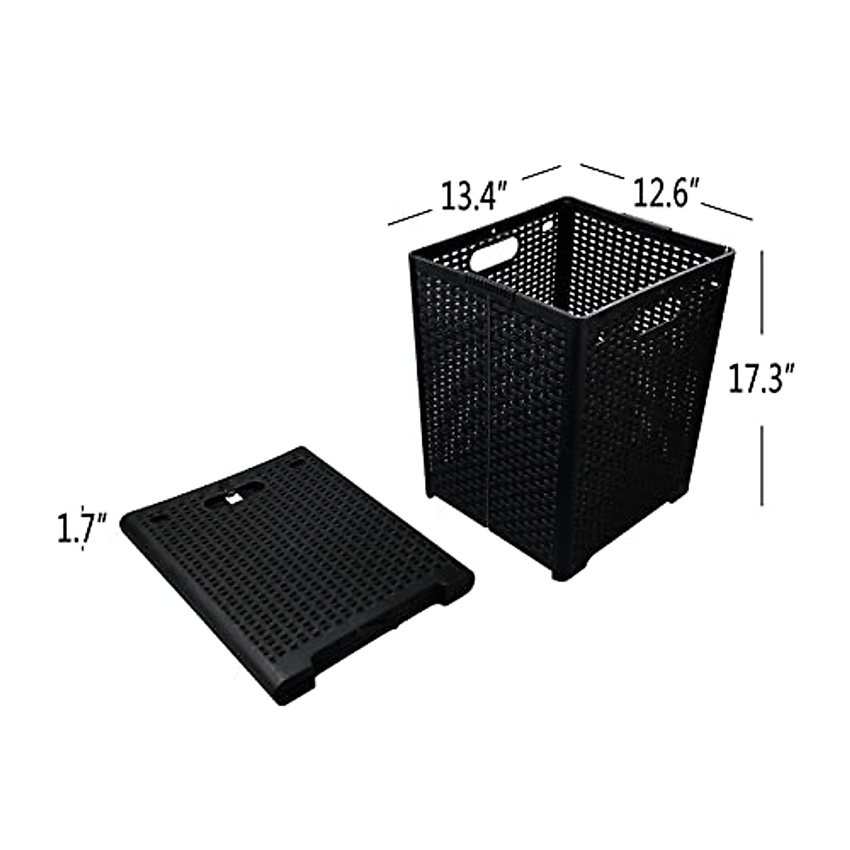 Pekky 2-Pack Plastic Folding Hamper, 42 L Collapsible Laundry Basket, Black