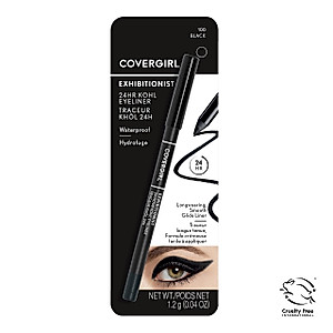 COVERGIRL Exhibitionist 24-Hour Kohl Eyeliner, Black, Gel Eyeliner, 0.04 Fl Oz,Black Eyeliner, Long Lasting Eyeliner, Gel Eyeliner Pencil, Glides On, Waterproof Eyeliner