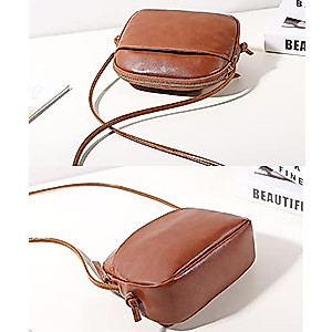 natyrlpog Crossbody Bag for Women Small, Cute Leather MINI Shoulder Purses, Fashion Messenger Phone Bag (brown)