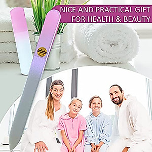 Czech Glass Nail File with Case - Glass Foot File Hand Callus Remover - Nice Gift Women - Crystal Nail Files For Natural Nails Glass Fingernail - Toenail Finger Board Sleeve Emery Boards 2 Files Set