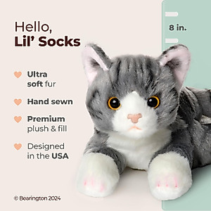 Bearington Lil’ Socks Cat 8 Inch Cat Plush - Cat Plushies - Toy Cat