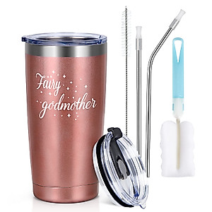 LiqCool Godmother Gift, Godmother Proposal Gift, Fairy Godmother 20 Oz Insulated Tumbler, Godmother Gifts from Godchild, God Mother Gifts for Women, Gifts for Godmother Birthday Christmas (Rose Gold)