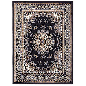 Home Dynamix Premium Sakarya Traditional Medallion Border Area Rug, Navy Blue, 21"x35" Rectangle