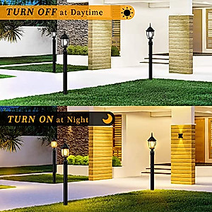 Hardwired 120V Dusk to Dawn Outdoor Post Light, Waterproof Aluminum Pole Light Fixture with Pier Mount Base, Exterior Lamp Post Lantern Head with Clear Glass for Garden Yard Patio Pathway (6 Inch)