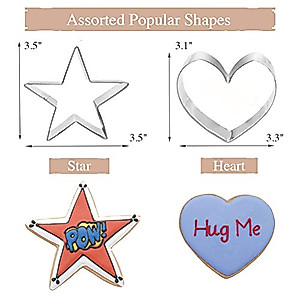 COTEY Cookie Cutters 4" to 3" Set of 6 Mickey & Minnie Mouse Unicorn Dinosaur Heart Star Hot Biscuit Cake Fondant Pancake Cutter Mold for Kids Children Holiday Celebration Birthday Party