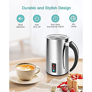 EZBASICS 236ml Stainless Steel Electric Milk Frother for Frothing and Heating Milk