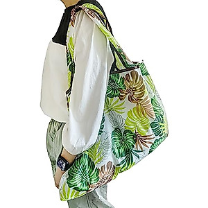 HAPPYHEIDI Reusable Grocery Shopping Bags Totes Foldable Washable with Long Handles for Heavy Duty, Fold-Up Pouch, for Beach Gym Travel, Bulk, Cute, 2 Pack,Leopard