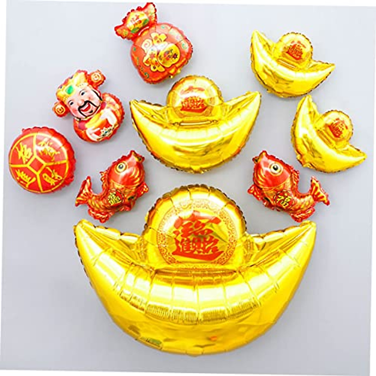 Abaodam 36 pcs 2021 Spring Festival Balloons garland decor lantern decorative foil balloons red ballons 2021 New Year Eve Party Favor ox year party balloons Aluminum Film Balloon Lucky set