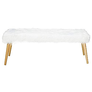 Christopher Knight Home Magnus Long Hair Furry Ottoman, White