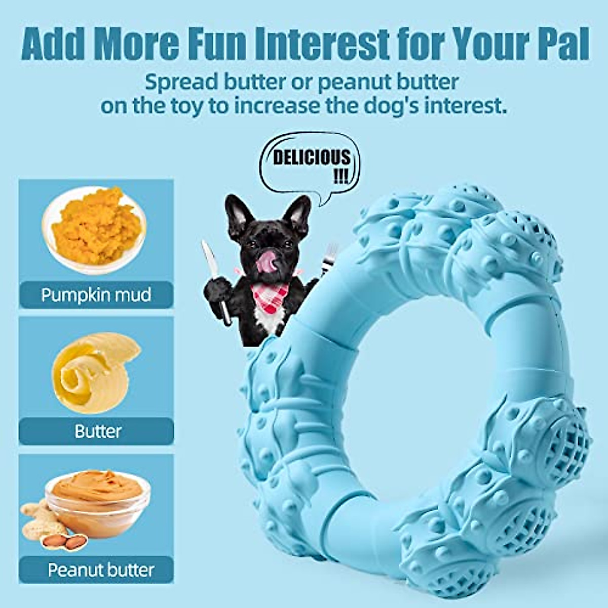NVTED Dog Squeaky Toys Dog Chew Toy, Aggressive Chewers Squeaky Balls Throwing Ring Pet Puppy Safety Teething Ball Toys Natural Rubber Squeaky Dog Toy for Large Dogs