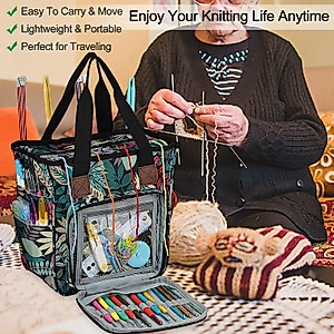 Coopay Crochet Bag Yarn Storage Knitting Tote, Traveling Craft Tote Organizer Knitting Bags for Crochet Hooks, Knitting Needles, Skein, Diamond Painting, Knitting & Crochet Supplies (Forest Green)