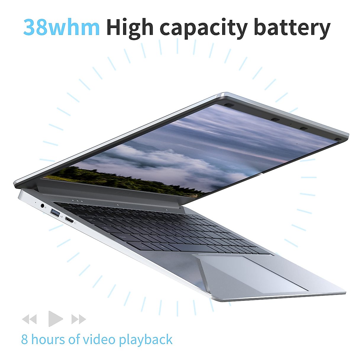 SGIN Laptop 4GB DDR4 128GB SSD, 15.6 Inch, Celeron CPU Ultrabook Laptops Computer with 2xUSB 3.0, Mini HDMI, Bluetooth 4.2, Dual Band WiFi, 5000MAH