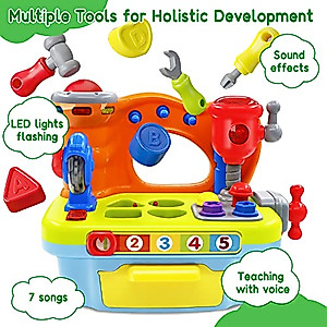 SYAOMUNLY Baby Toys for 1 Year Old Boy Girl Musical Learning Workbench for 2 Years Old Child Toddlers Early Education Sound Shape Toys Christmas Birthday Gift for Kids 12-18 Months