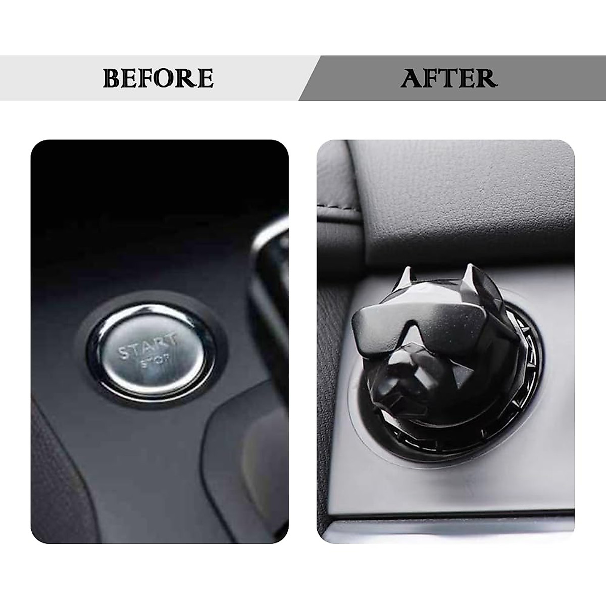 NHHC Car Push Start Button Cover,Heavy Duty Car Ignition Button Cover with Cool Dog Design for Car Decorations,Universal Car Interior Accessories Engine Start Stop Button Cover (Black)