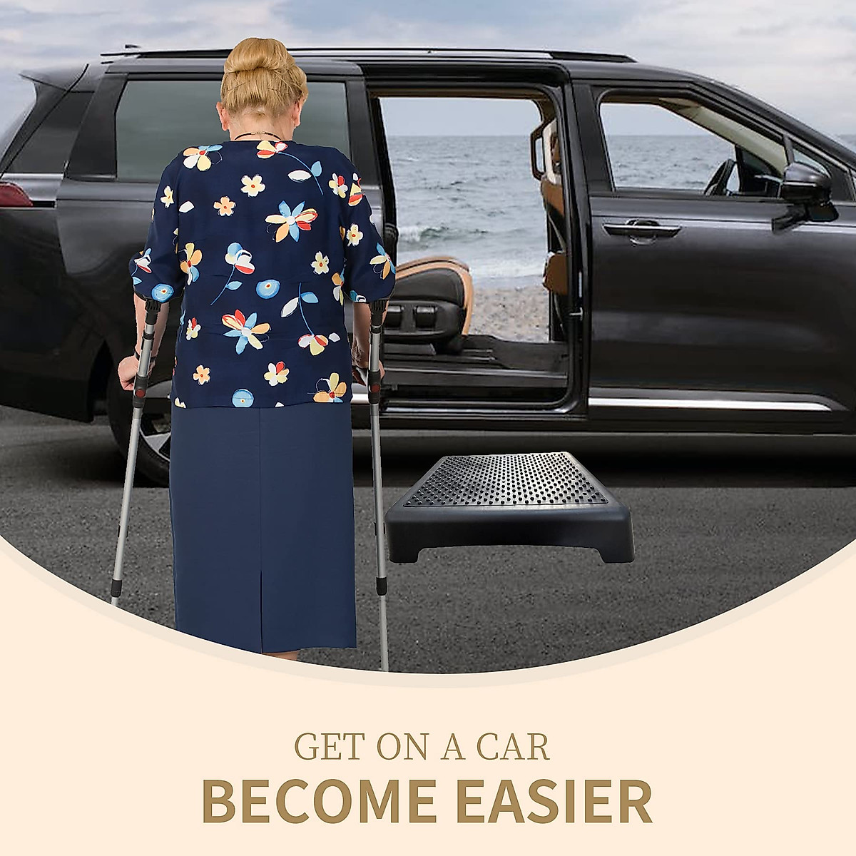 Mobility Step Stool,Heavy Duty Step Platform with Non-Slip Surface 400 Lbs Load Capacity,Half Step Stool for Adults,Elderly Seniors Indoor and Outdoor Use,Black