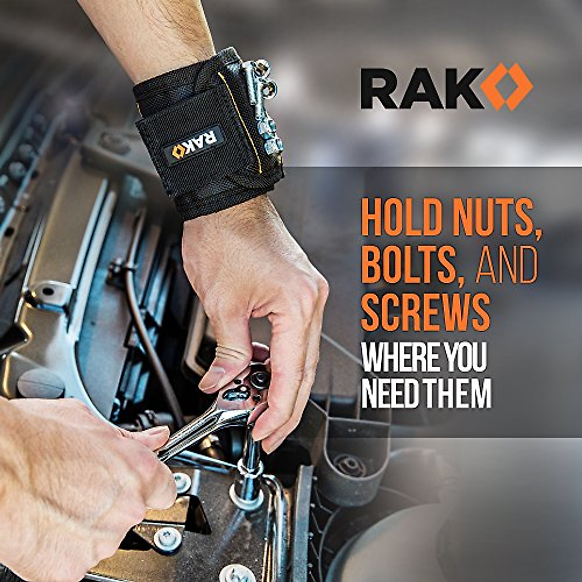 RAK Magnetic Wristband for Holding Screws - HVAC Tools Gifts for Men Who have Everything - Wrist Magnet Tool or Screw Holder for Handyman, Tech Geek, Mechanic, Electrician - Birthday Gifts for Dad
