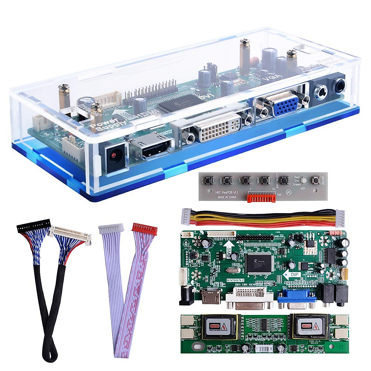 GeeekPi NT68676 Case Kit, HDMI+VGA+DVI+Audio Input LCD Controller Driver Board or HSD190MEN4 M170EN06 17" 19" 1280x1024 4CCFL 30Pins LCD Panel + Acrylic case Fit for Arcade1Up Monitor
