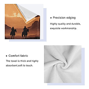 Flradish Western Desert Cowboy Towels 3 Pack Bath Towels for Bathroom Set Soft Cotton Highly Absorbent Lightweight & Quickdry Towel Set 1 Bath Towel,1 Hand Towel,1 Washclothe