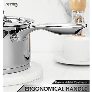 MICHELANGELO Stainless Steel Saucepan Set with Stainless Lids, Tri-Ply Bottom Sauce Pan with Lid, Sauce Pot Set 1QT & 2QT &3QT, Nonstick Saucepan, Dishwasher Safe