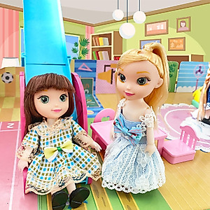 JING SHOW BUSSINESS 5 Sets Doll Clothes for 6 inch Mini Doll ，Include 5 Pieces Girl Mini Dolls, 5 Sets Handmade Doll Clothes and 5 Pairs of Doll Shoes